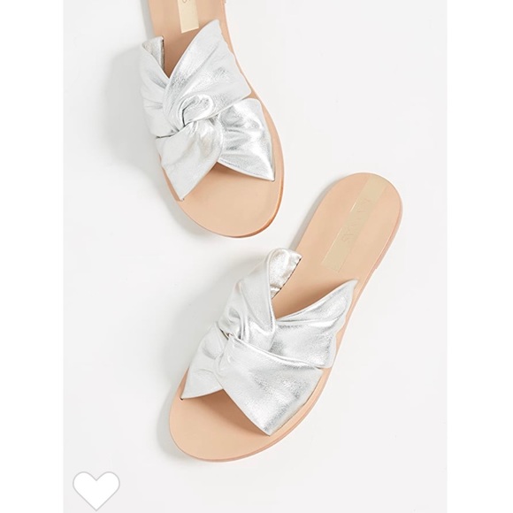Kaanas | Shoes | Kaanas Silver Metallic Twist Knot Leather Sandals ...